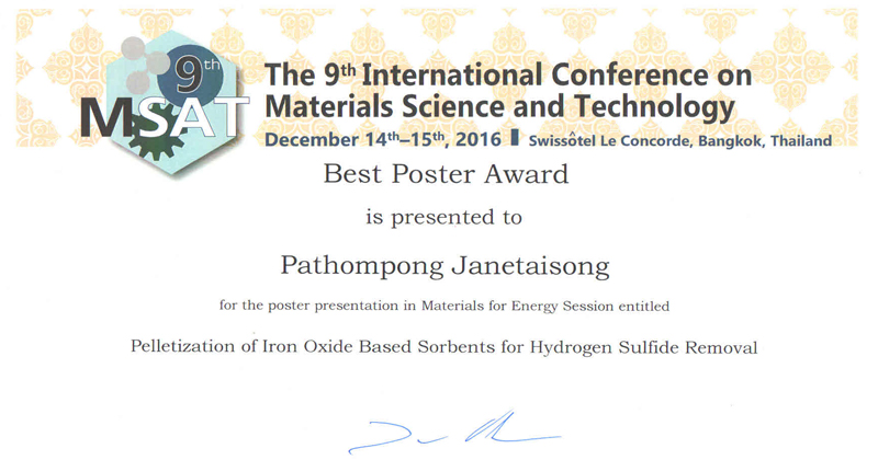 MTEC received Best Poster Award at MSAT-9 Conference - MTEC ศูนย์ ...